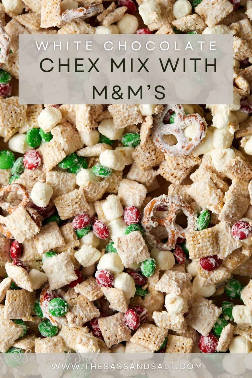 White Chocolate Christmas Chex Mix with M&M's - Sass and Salt
