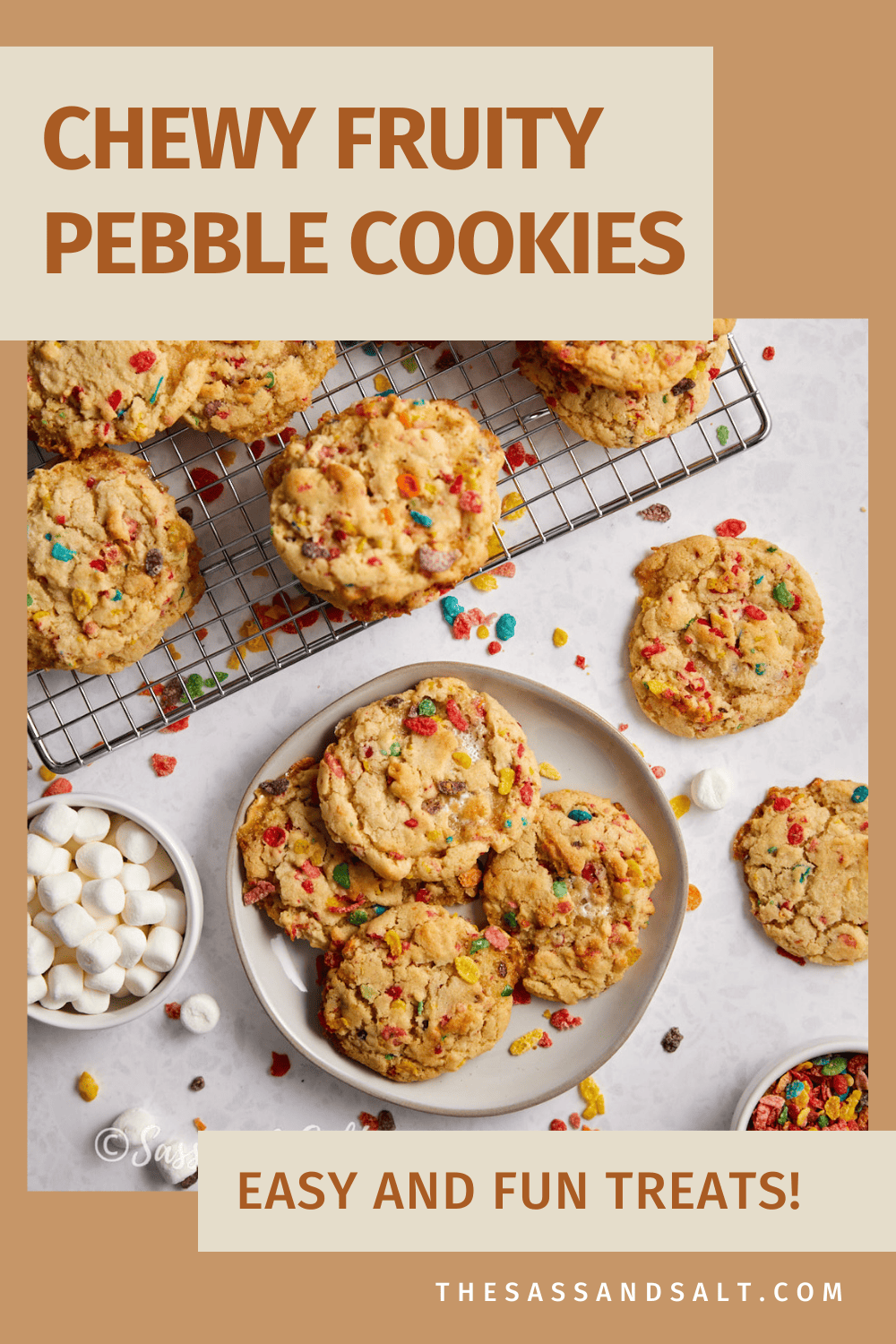 Fruity Pebble Marshmallow Cookies for a Sweet Treat - Sass and Salt